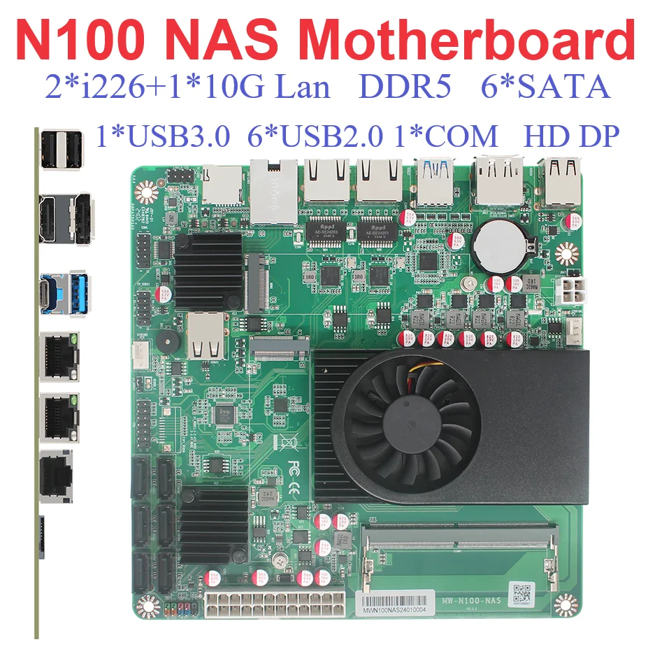 SZBOX-N100-NAS-Motherboard-10G-LAN-Port-2-i226-DDR5-4800MHz-Support-Up ...