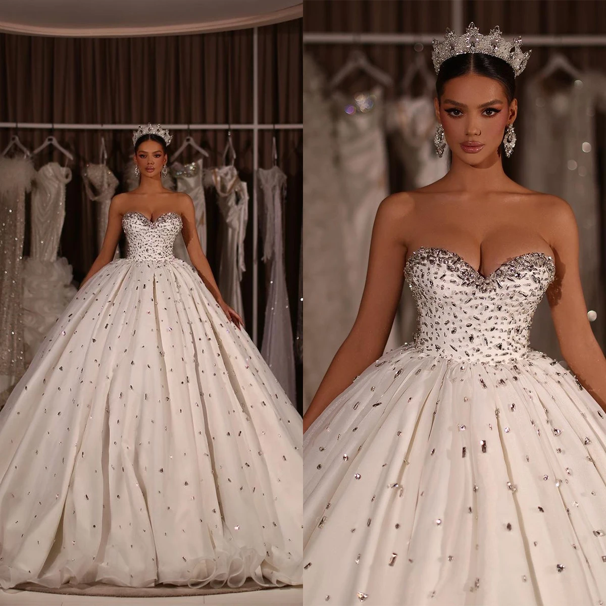 Modern-Ball-Gown-Wedding-Dresses-Sleeveless-V-Neck-Sequins-Ruffles ...