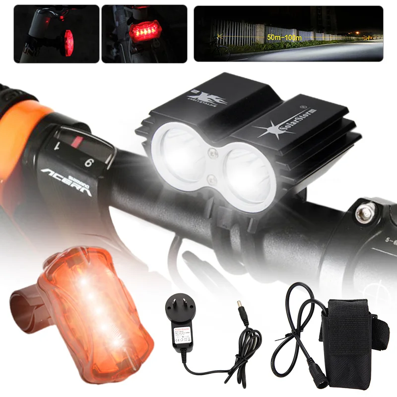 5000-LM-2x-T6-LED-SolarStorm-Front-Bicycle-Light-Bike-Headlight-Only ...