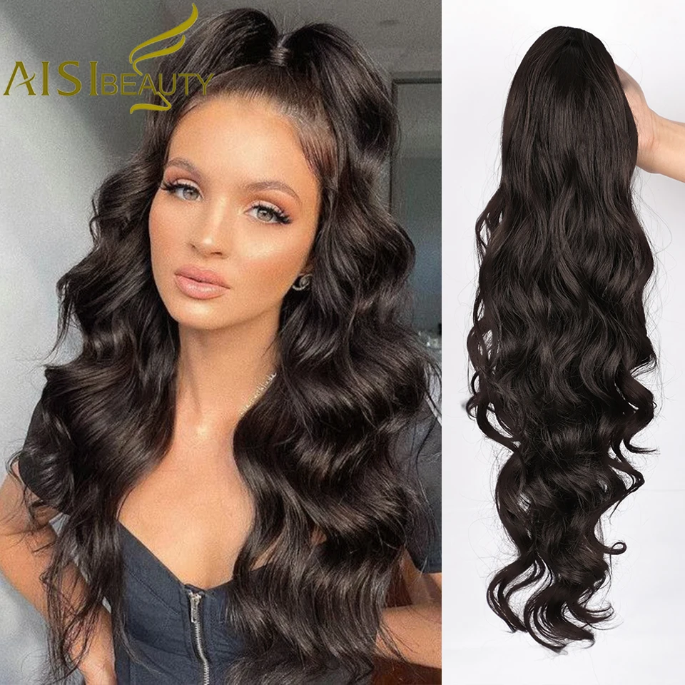 AISI BEAUTY Synthetic Ponytail Extensions Long Wavy Drawstring Ponytail ...
