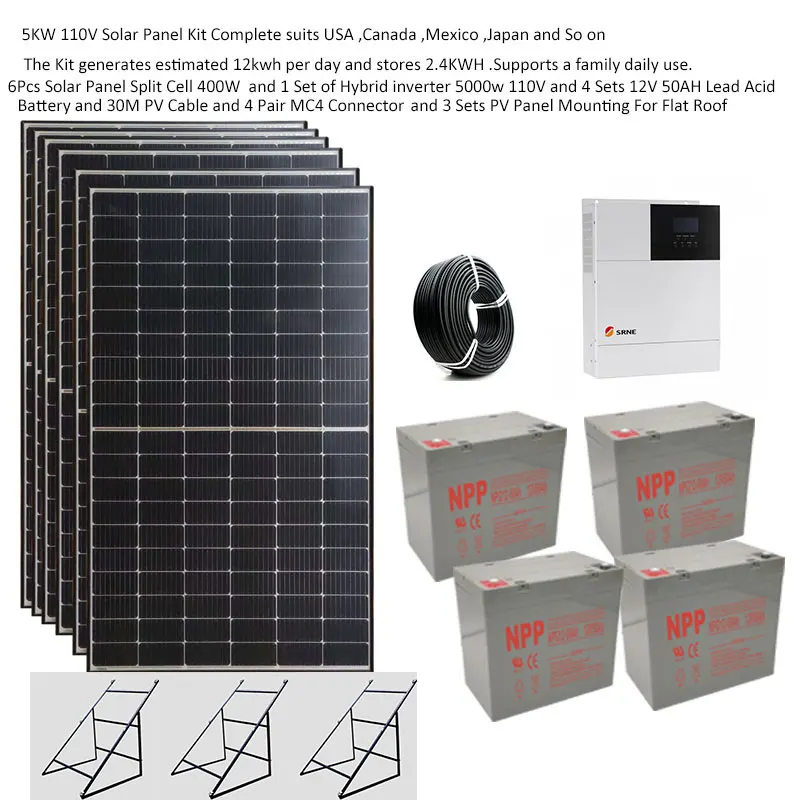 Solar-System-With-Battery-Complete-5000w-5KW-220V-110V-Solar-Panel-400W ...