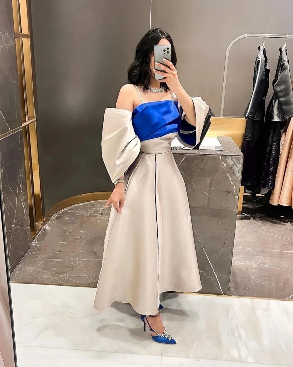 Off-Shoulder-Robe-De-Soir-e-Cap-Sleeves-Satin-Evening-Gown-Simple-A ...