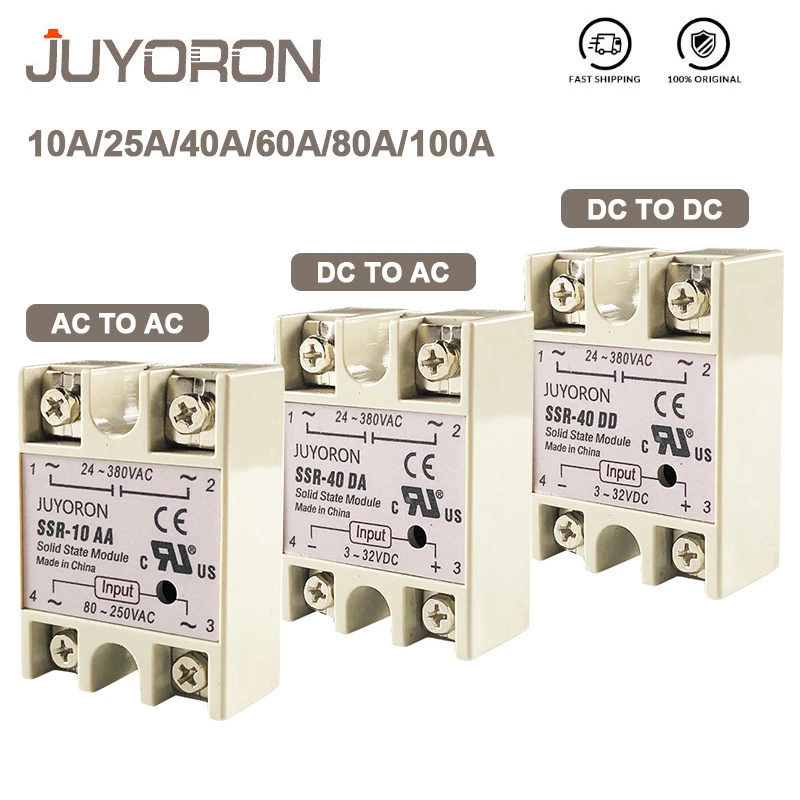 Ssr-25da Ssr-40da Ssr-60da Ssr-25aa 40aa 40dd Solid State Relay Ssr 10a 25a 40a 60a Module Relay ...