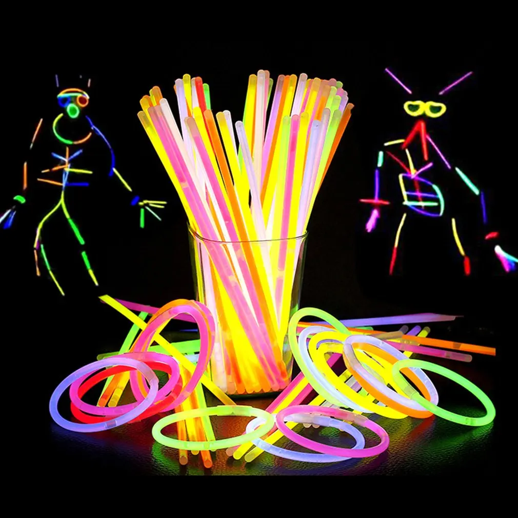 HOT-100PCS-Colorful-Party-Fluorescence-Glow-Light-Glow-Sticks-Bracelets ...