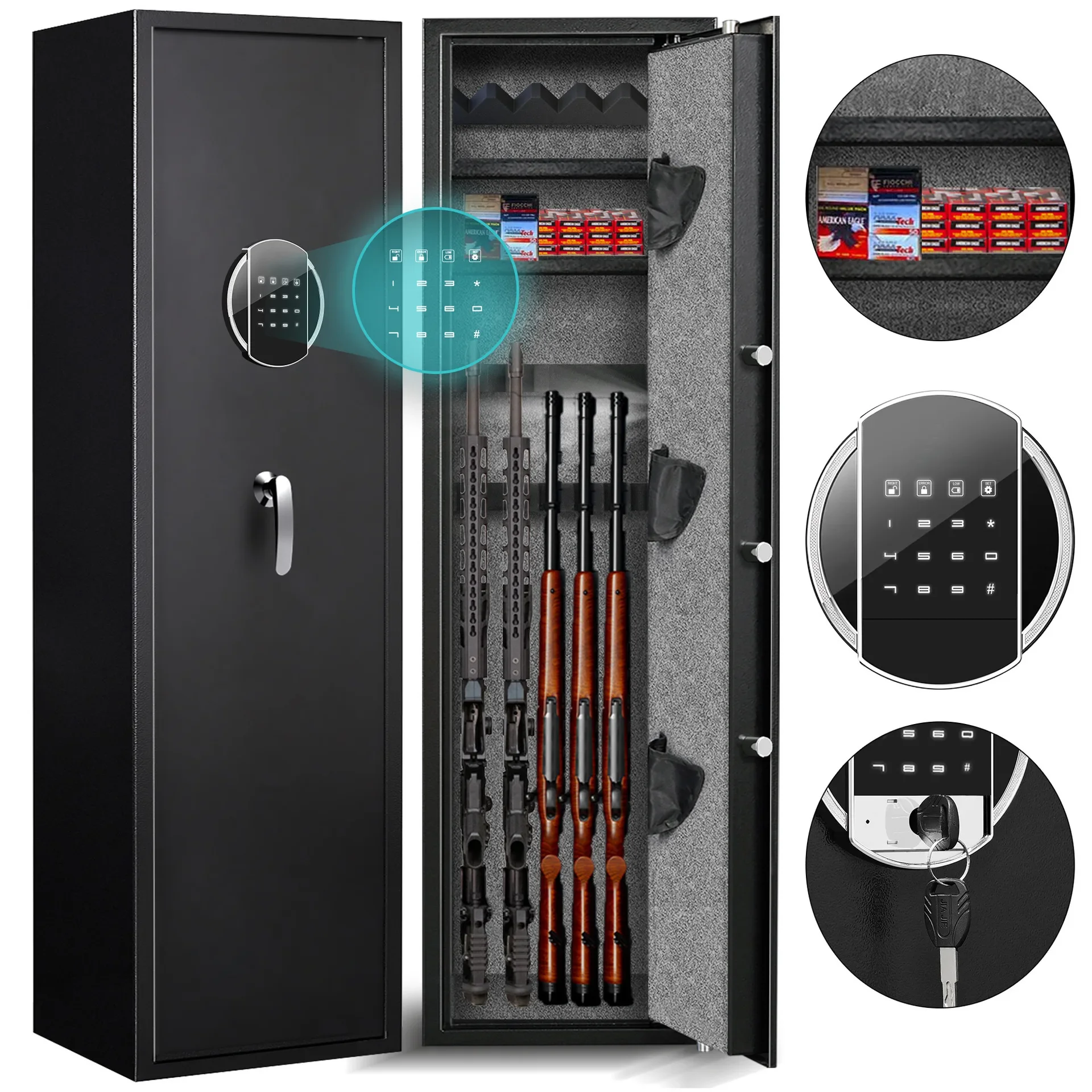 Large-Tall-Gun-Safe-cabinet-metal-gun-locker-Quick-Access-Gun-Storage ...