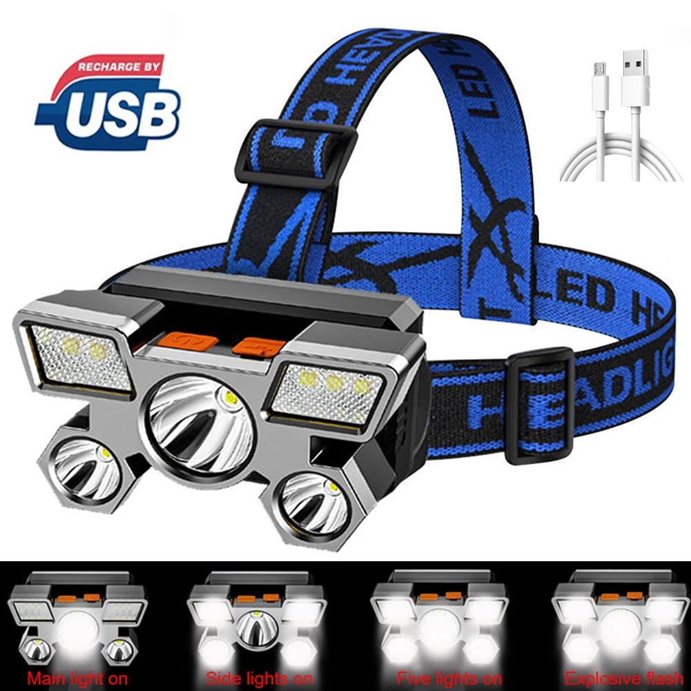 COB-LED-Headlamp-USB-Rechargeable-Flashlight-Waterproof-Outdoor-Fishing ...