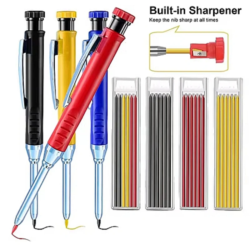 Mechanical Pencil Built-in Sharpener Deep Hole Marking Solid Carpenter ...