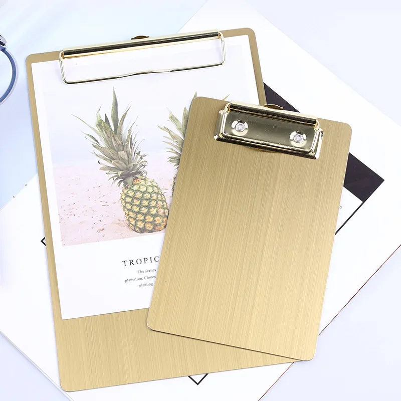 A4/A5 Metal Clipboard Golden Folder 430 Stainless Steel Clip Board ...