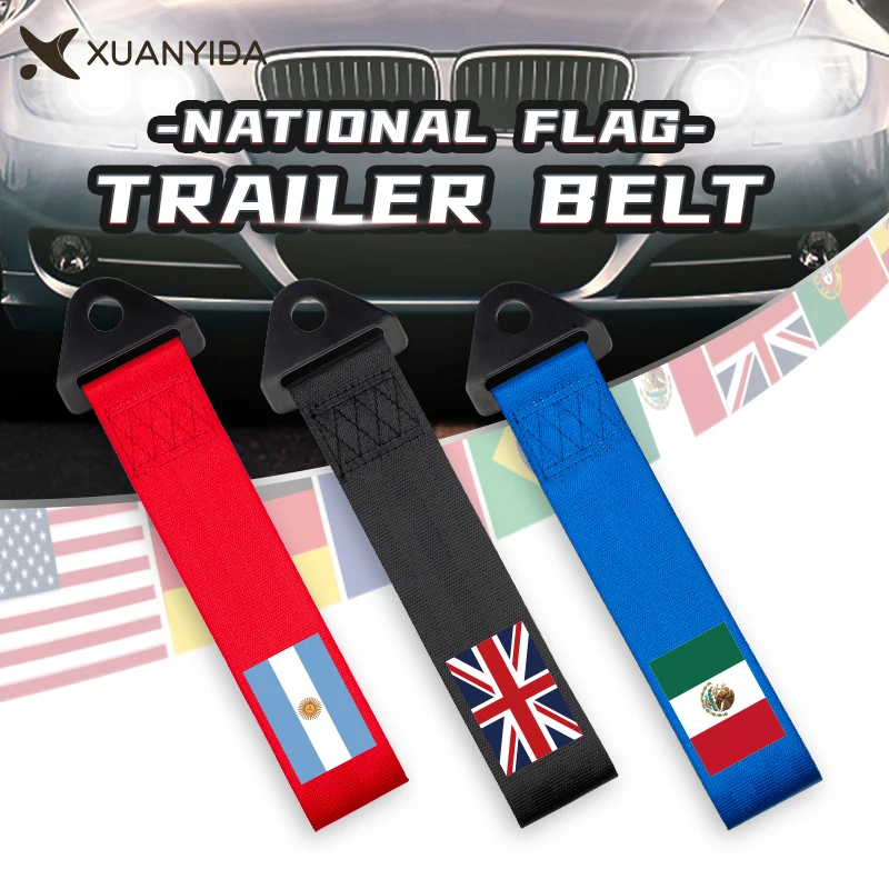 National Flag Car Tow Strap Trailer Belt Universal Racing Car Towing ...