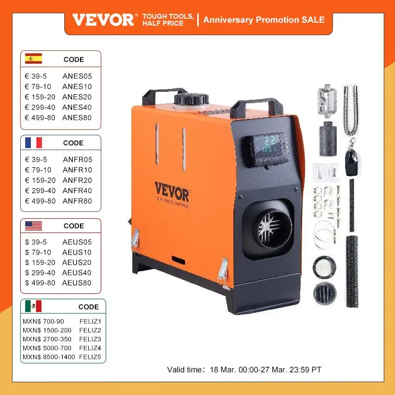 Vevor-5-8kw-Auto-Heater-Diesel-Luchtverwarmer-12V-Diesel-Verwarmer-Met ...