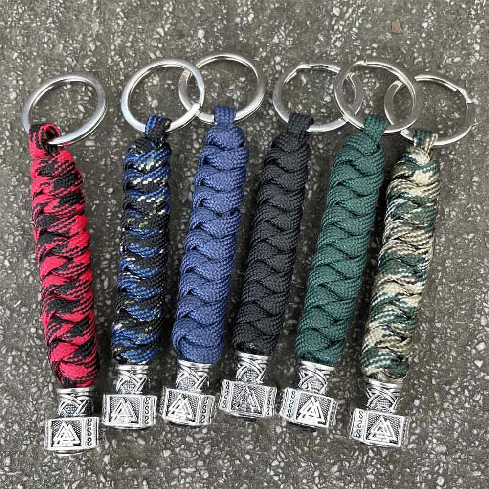 1Pcs Viking Valknut Symbol Rune Mjolnir Thor Hammer Survival Paracord ...