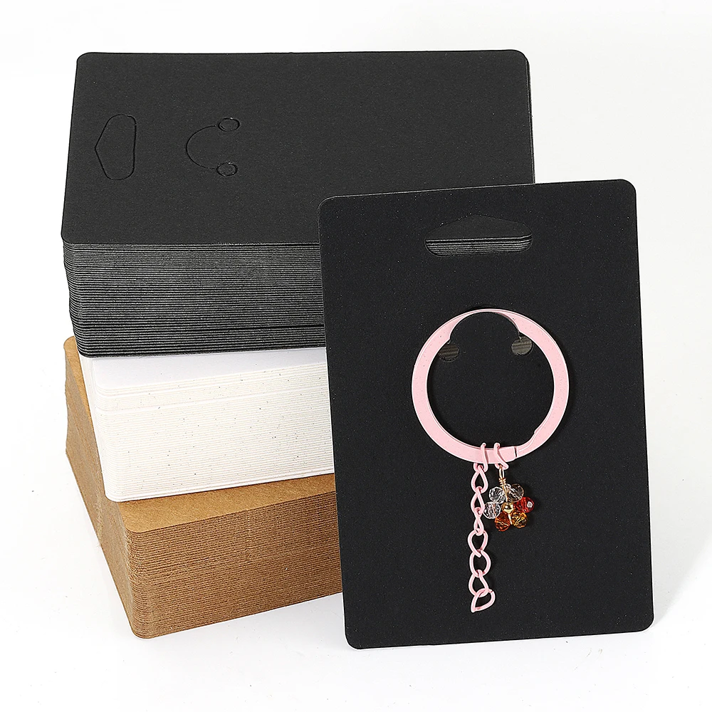 50pcs 7.5x12cm Keychain Packing Cards Kraft Paper Cards for diy Jewelry ...