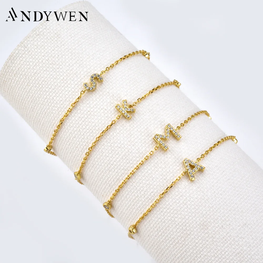 ANDYWEN – Bracelet en argent Sterling 925 avec initiales, 26 lettres de ...