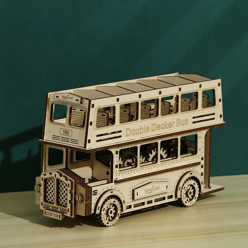 Difficult-Double-layer-Bus-Puzzle-Wood-3D-Jigsaw-Double-Decker-Model ...