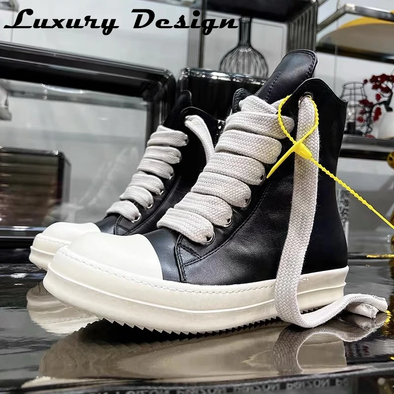 Rick Vintage Design Owens Men's Shoes Thick Shoelace Fashion High Top ...