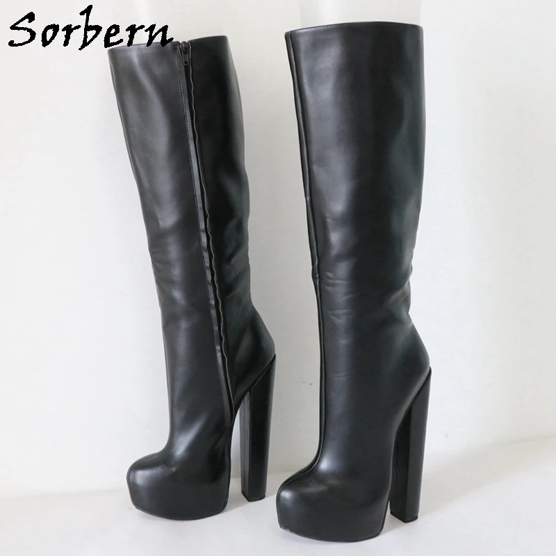 Sorbern-20Cm-Block-Heel-Boots-Women-Knee-High-Invisible-Platform-Shoes ...
