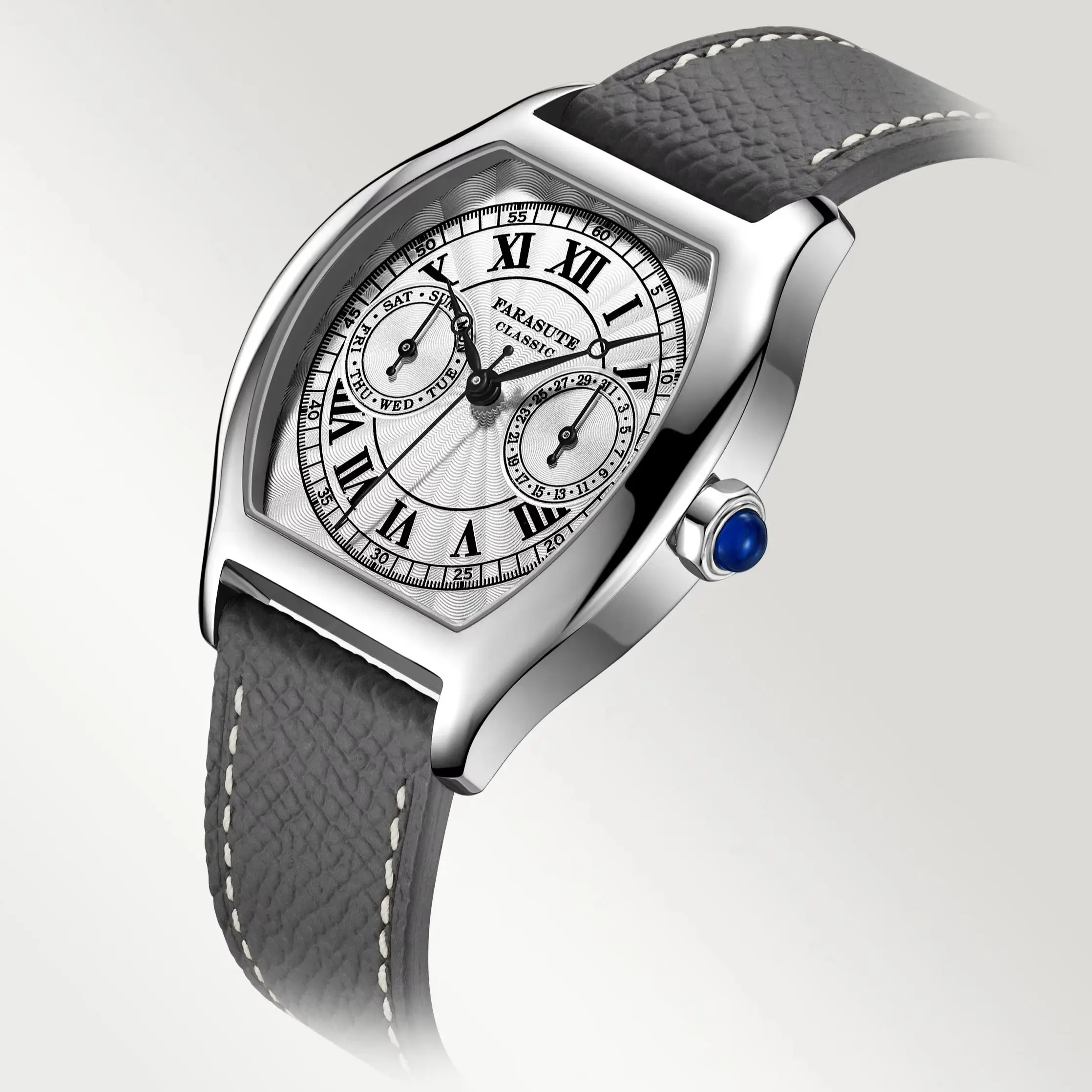 FARASUTE Men Automatic Watch 36mm Tonneau Jumping Hour Tonneau ...