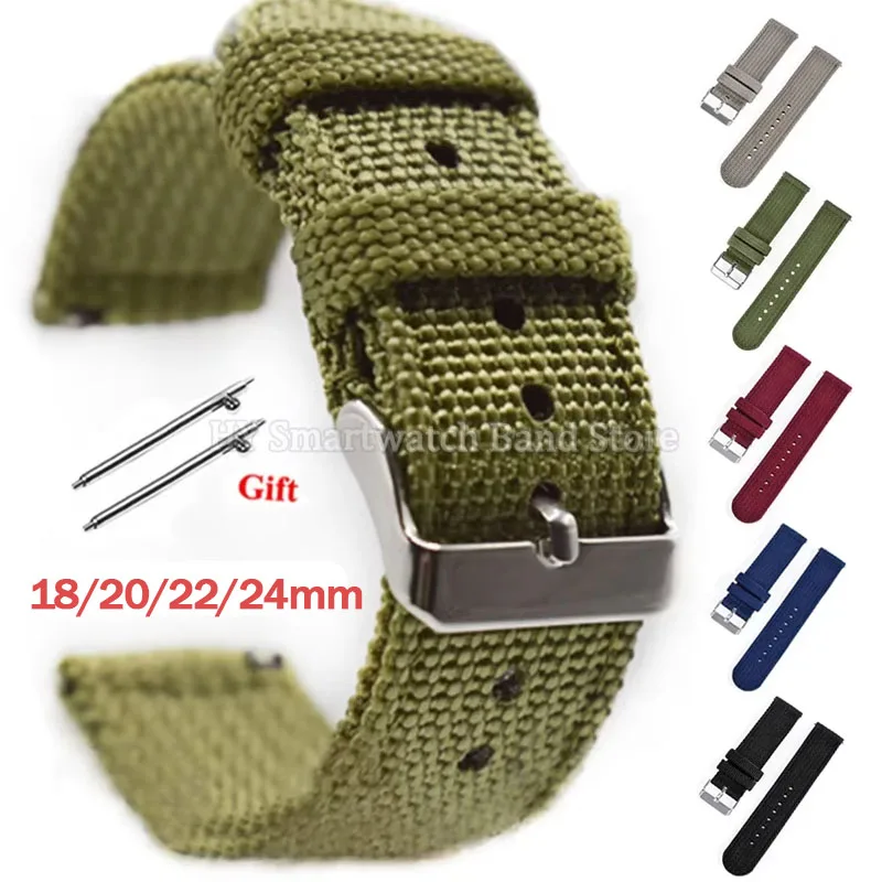 18mm 20mm 22mm 24mm Nylon Canvas Watch Band Woven Soft Belt Universal ...
