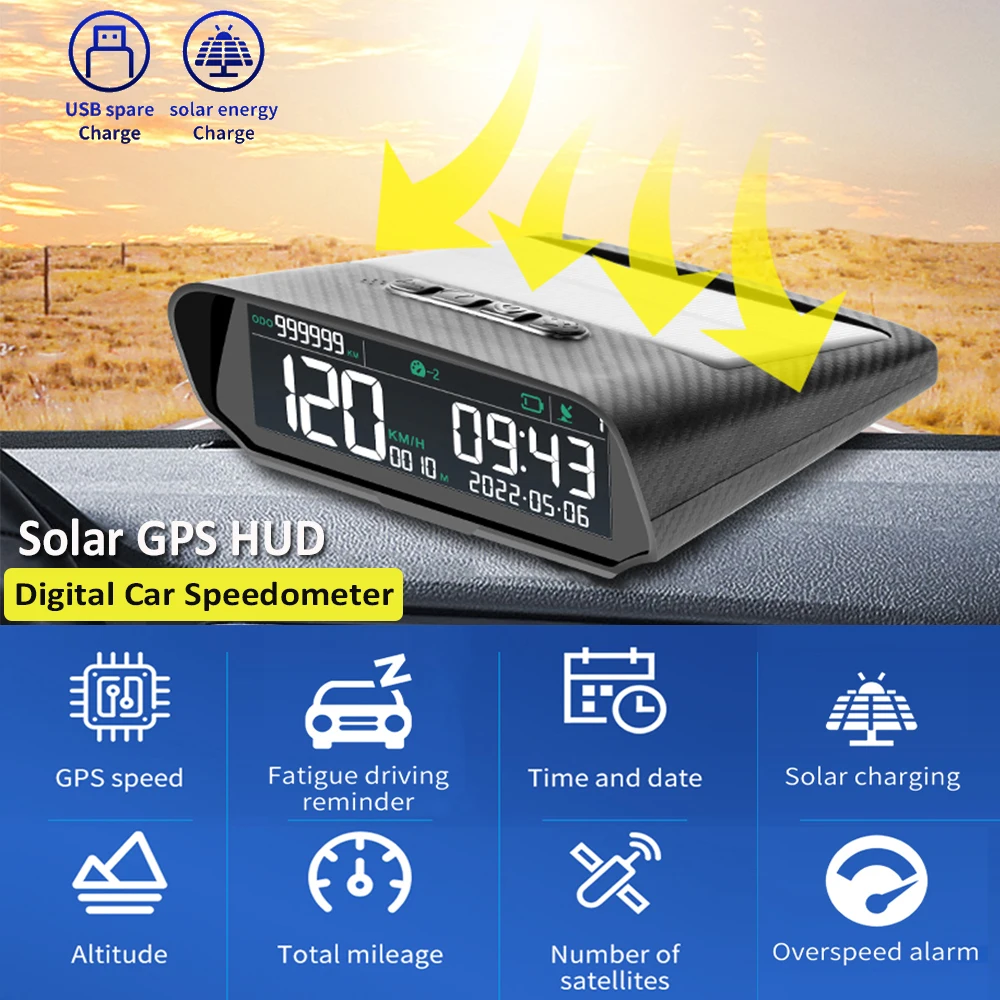 Solar-Car-HUD-GPS-Head-Up-Display-Digital-Clock-Speedometer-Over-Speed ...