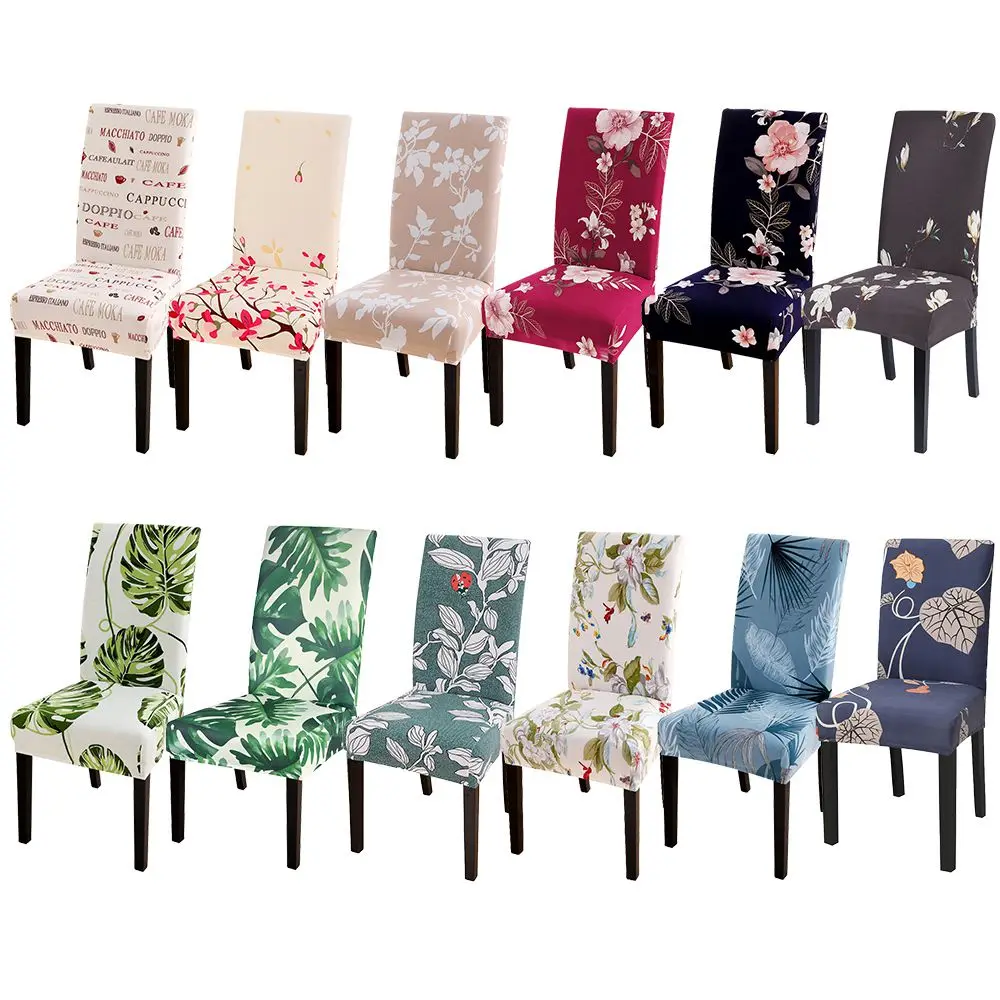 1-2-4-6Pcs-Floral-Printed-Elastic-Chairs-Cover-Spandex-Washable ...