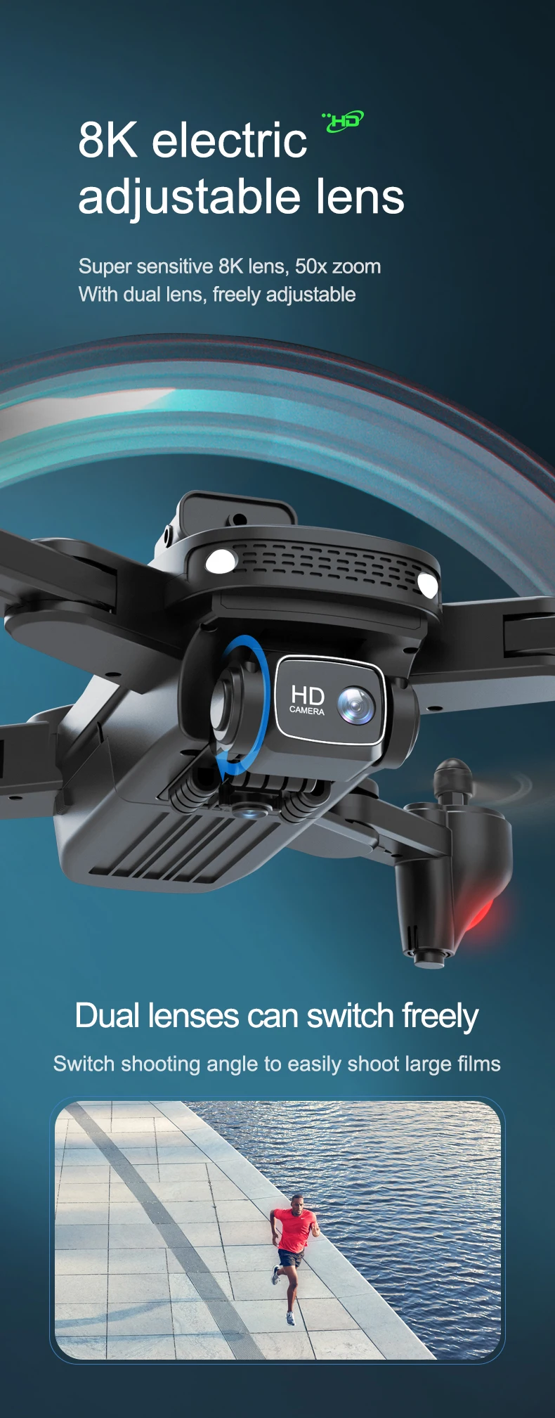 GD94 MAX Drone - 8K HD Dual Camera Brushless Motors GPS Smart Follow R ...