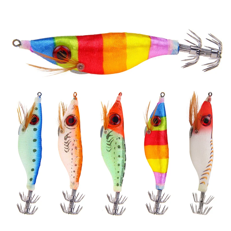 9g 10cm 3D Biomimetic Squid Bait Fishing Wood Shrimp Lure Cuttlefish ...