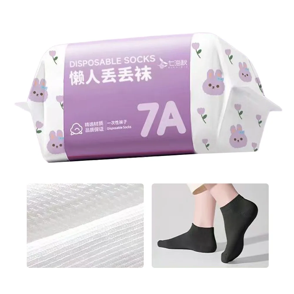 35-43 Disposable Socks Polyester Sweat Absorption Disposable Stocking ...