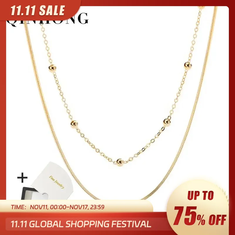 QINHONG-INS-925-Sterling-Silver-Elegant-Personality-Double-Layer-Snake-Bead-Chain-Choker ...