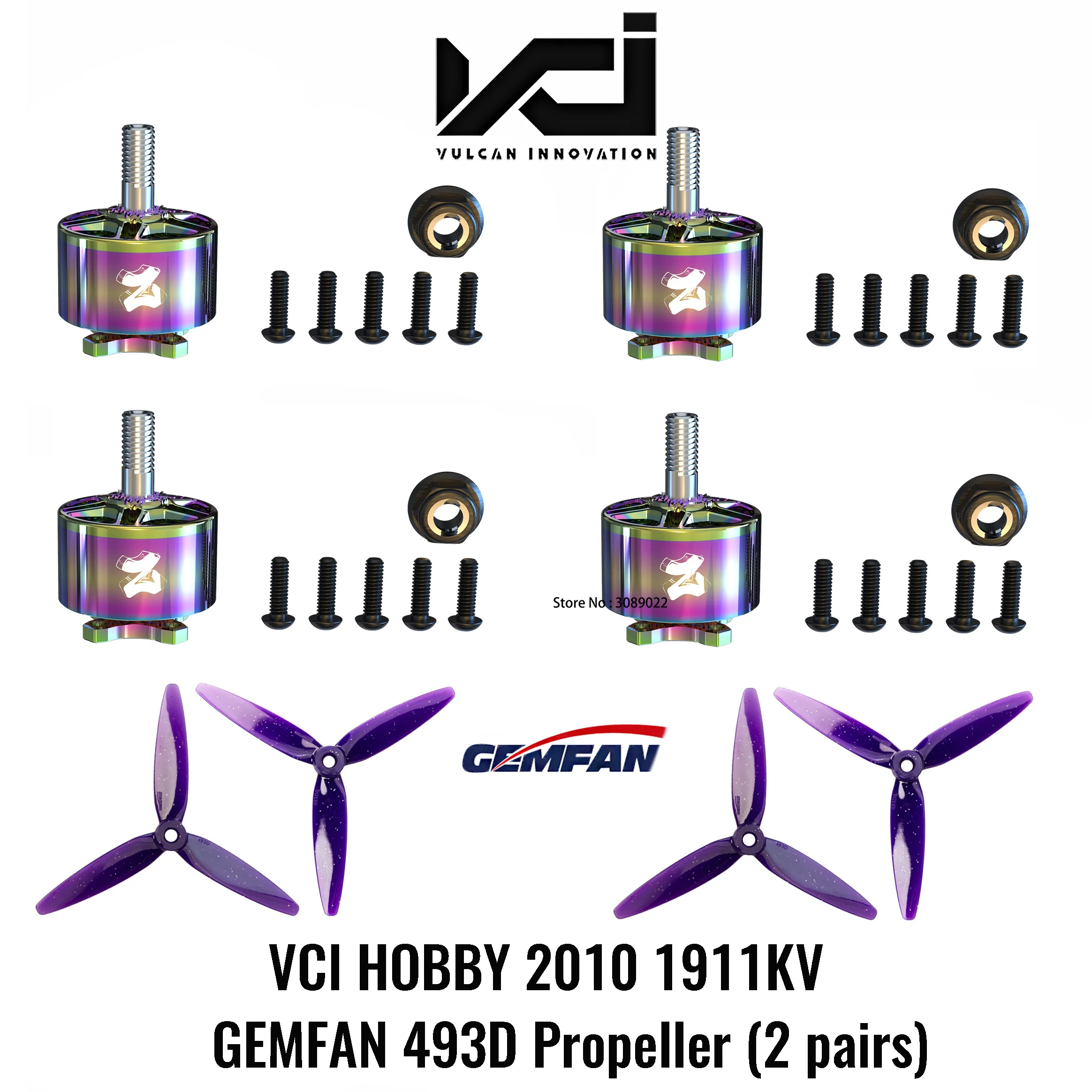 VCI HOBBY 2010 ZOE 1911KV 6S FPV Brushless Motor CW CCW GEMFAN 493D For ...