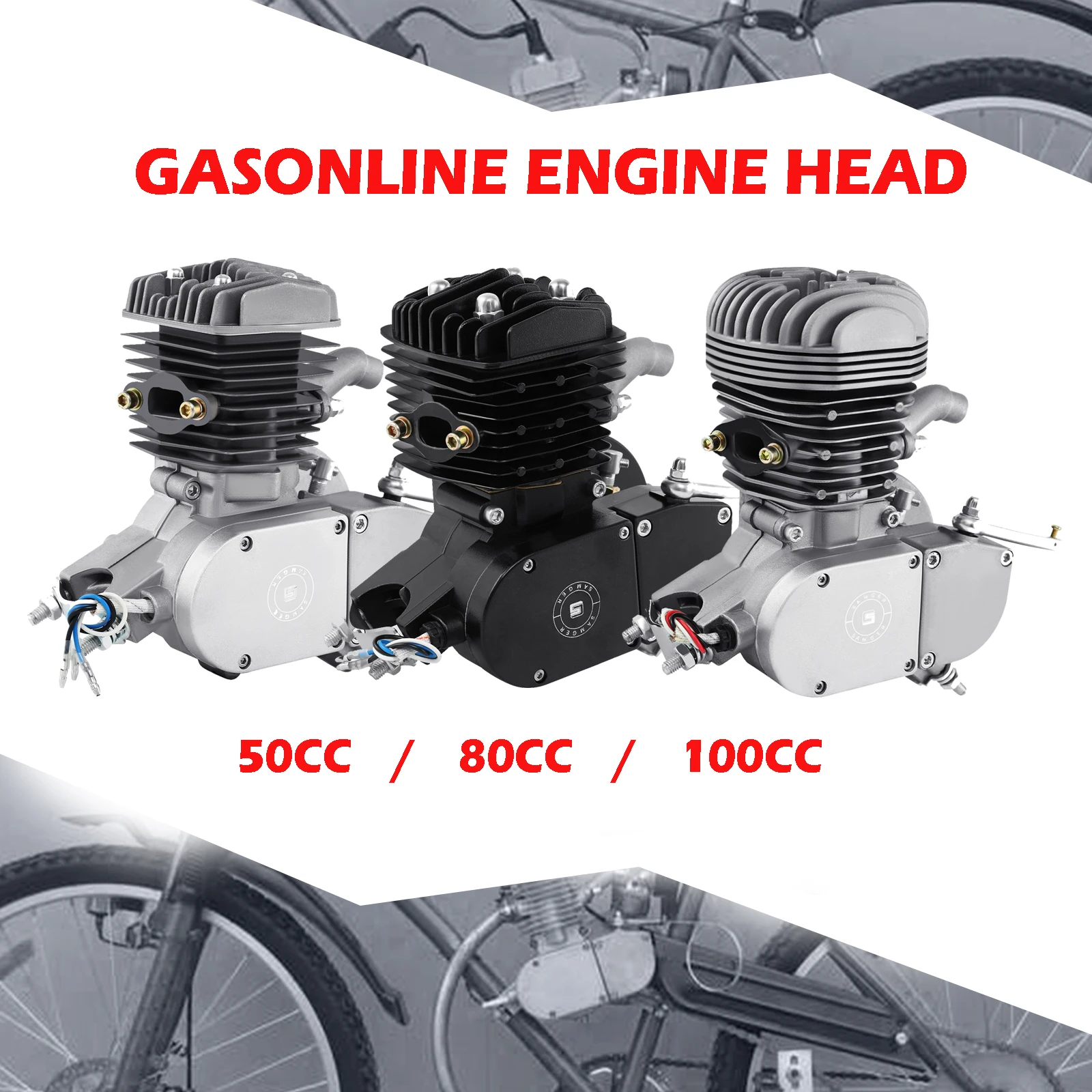 Bicycle Gasoline Engine | 50/80/100CC Bicycle Gasoline Engine Head | 2 ...