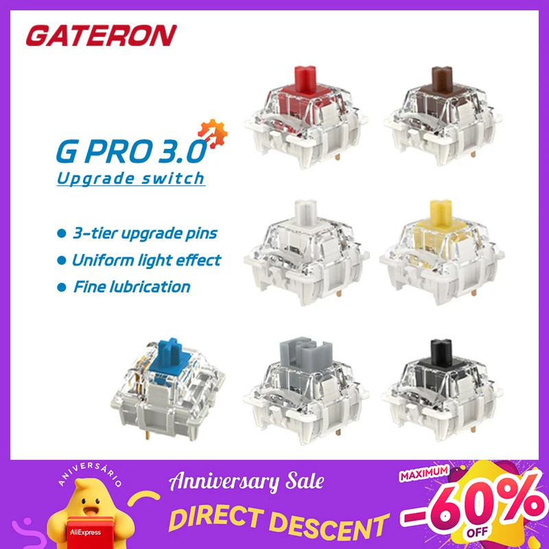 GATERON-G-Pro-V3-3-0-Pro-Switch-3pin-for-Mechanical-Keyboard-Pre-Lubed ...