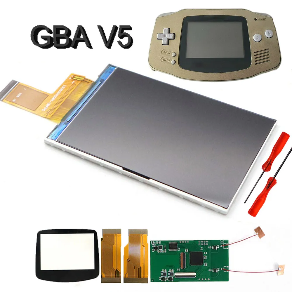 Easy-Install-Drop-in-Screen-GBA-V5-LCD-Highlight-IPS-Replacements-Kits ...