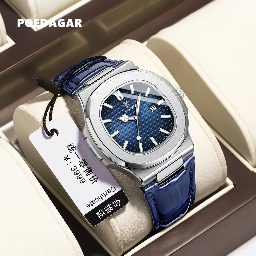 POEDAGAR-Fashion-Quartz-Wristwatches-New-Leather-Casual-Business-Clock ...