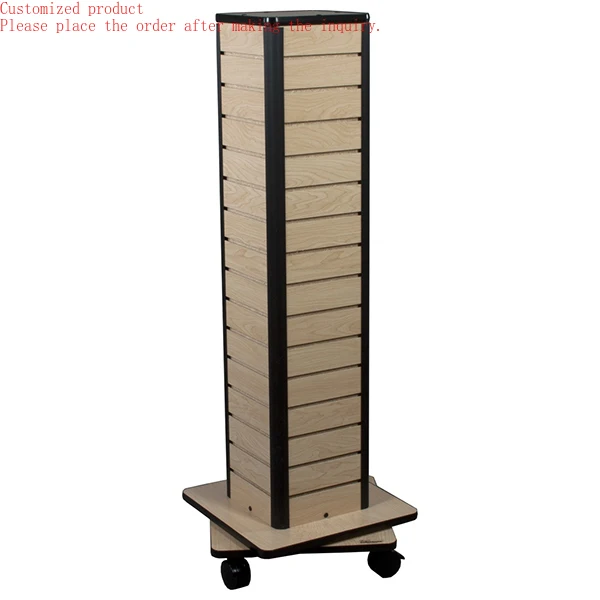 Custom.HIKUYA 4 Sides MDF Wood Slatwall Display Stand Rack Backpack ...