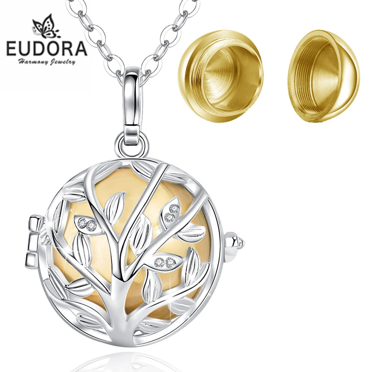 EUDORA Urn Cremation Pendant 18mm Tree of Life Cage Locket Ash Holder ...