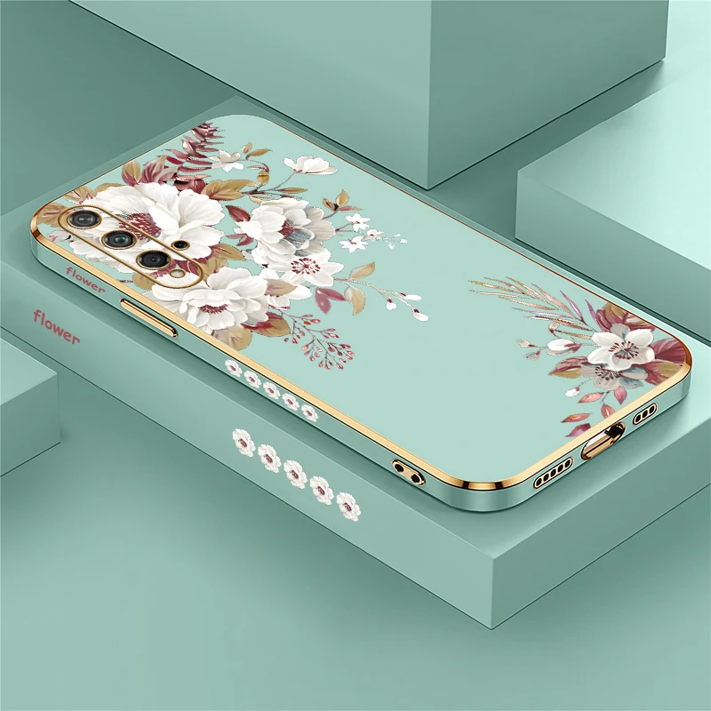 Floral Shockproof TPU Bumper Phone Case - Soft Silicone Plating Cover ...