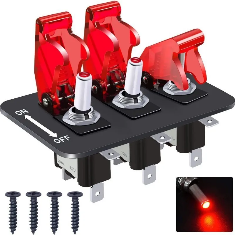 3 Gang Toggle Switch 12v Racing Rocker Switch Panel With Led Light And ...