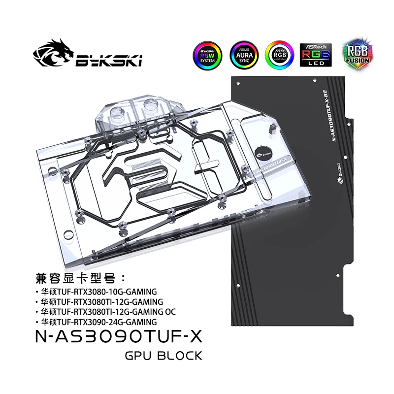 Bykski bloque de agua para ASUS TUF RTX 3080 3090, tarjeta de GPU para videojuegos OC, radiador ...