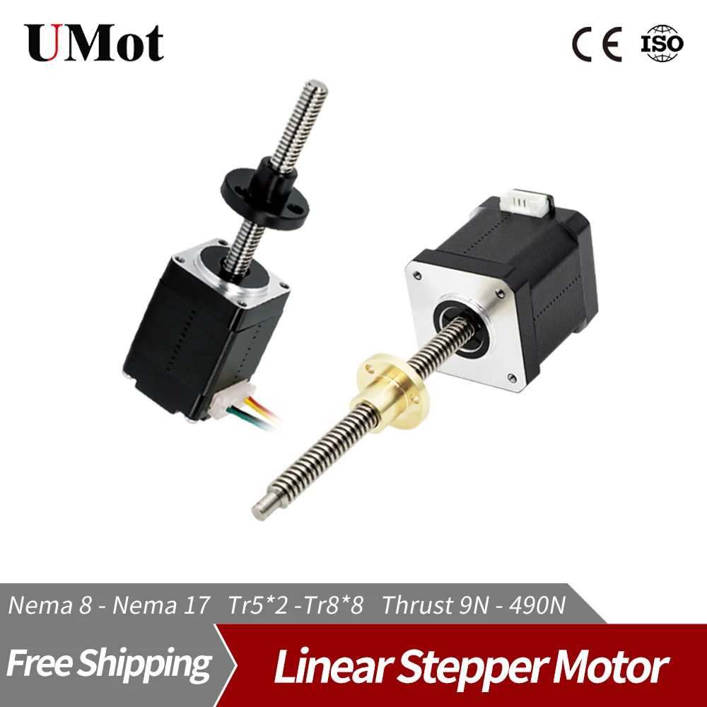 Free Shipping Nema 8/11/14/17 T5/t8 Trapezoidal Thread Stepper Motor ...