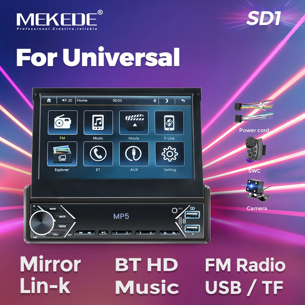 MEKEDE-7-Inch-Universal-Retractable-Car-Radio-1-Din-MP5-Player-HD ...