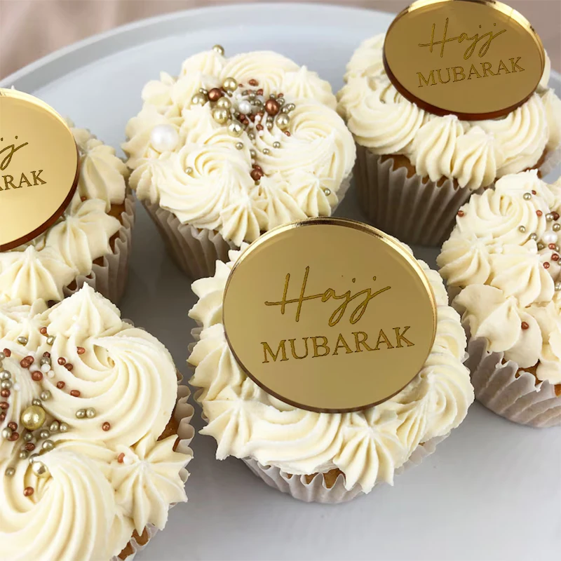 5pcs hajj mubarak gold Cupcake Toppers Cake Charms Muslim Islamic Eid ...