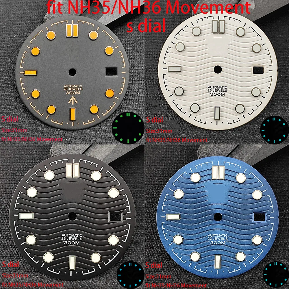 High-Quality-blue-Green-Luminous-NH35-Dial-31mm-Watch-Dials-Fits-for ...