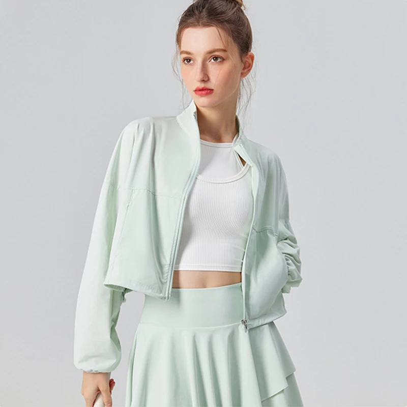 Summer-Sport-Jackets-Women-Loose-Thin-Yoga-Coat-Quick-Dry-Drawstring ...