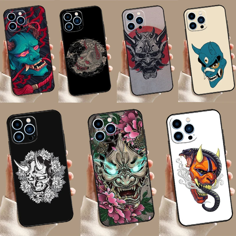 Japanese Oni Hannya Demon Mask Case For iPhone 17 Pro Max 16 15 14 12 ...