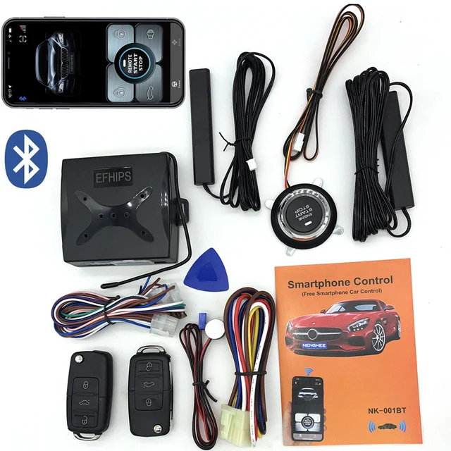 APP Control Car Alarm AutoStart Keyless Entry System Remote Start Kit ...