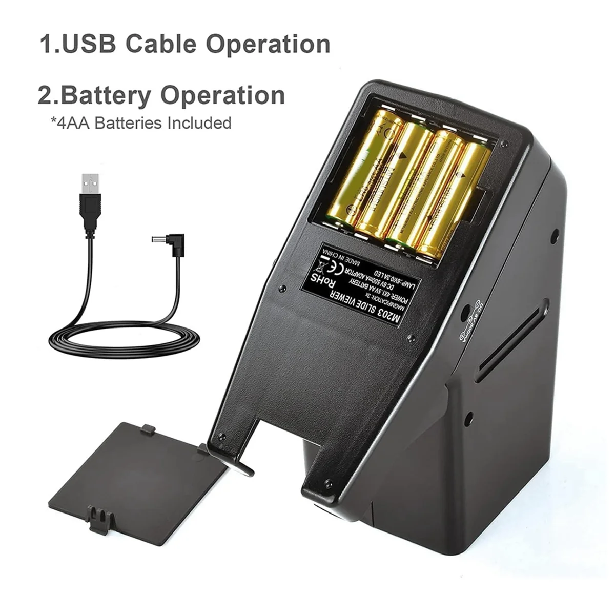 Y02A35mm Slide Viewer, 3X Magnification, USB Powered/Battery Operation ...