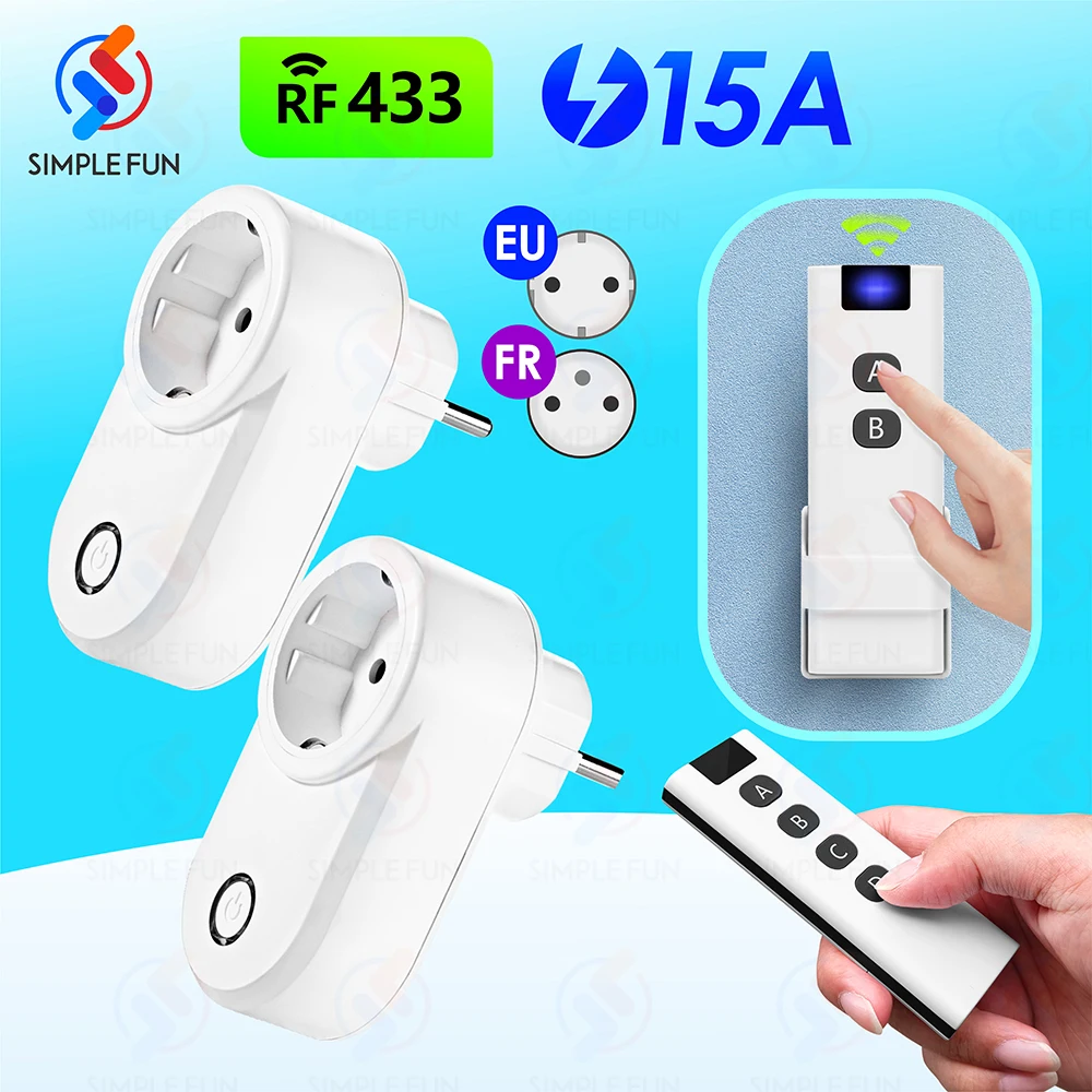 433Mhz-Wireless-Remote-Control-Socket-Universal-Smart-Plug-EU-FR-50m ...