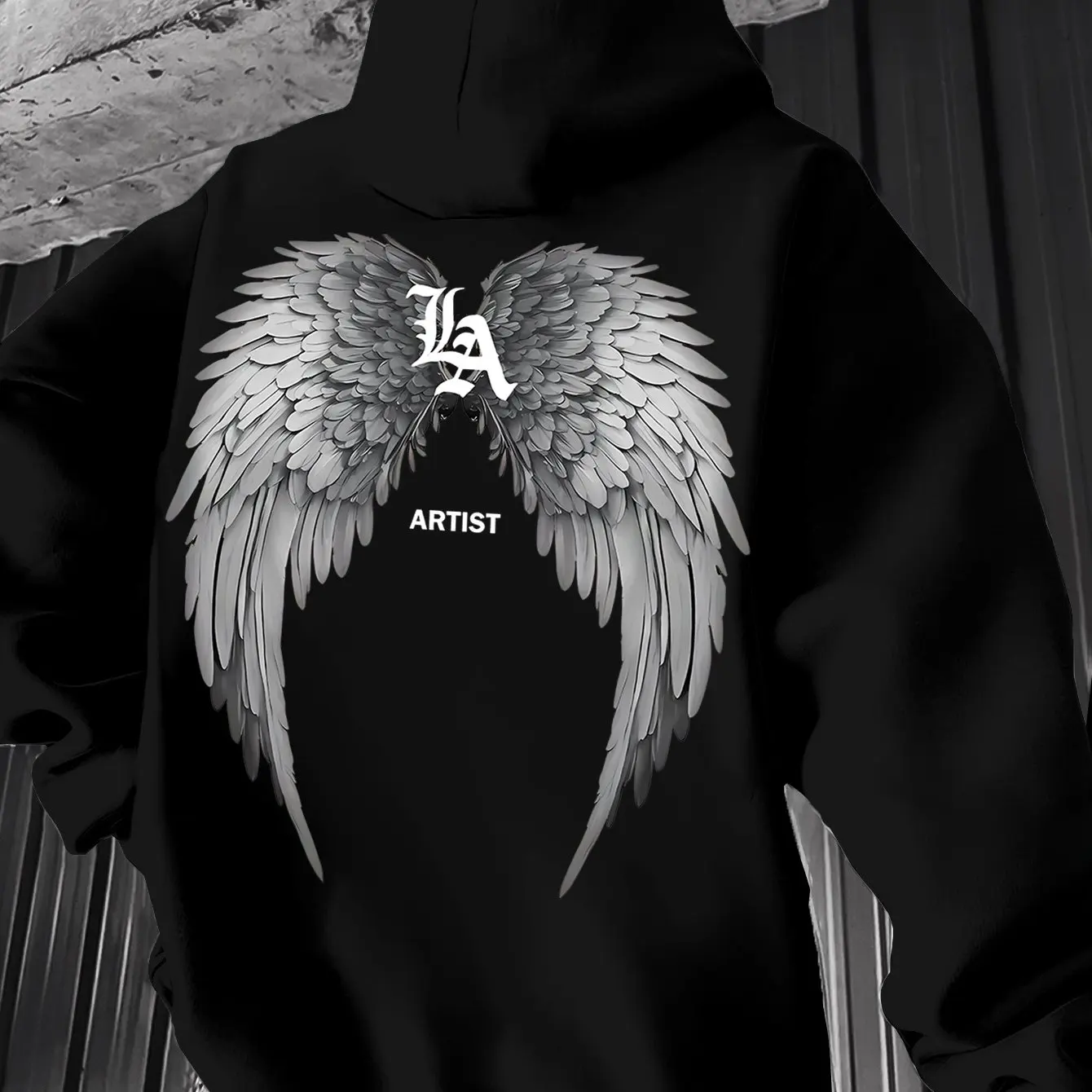 Sudadera con capucha con estampado de alas de Ángel para hombre, cuello ...