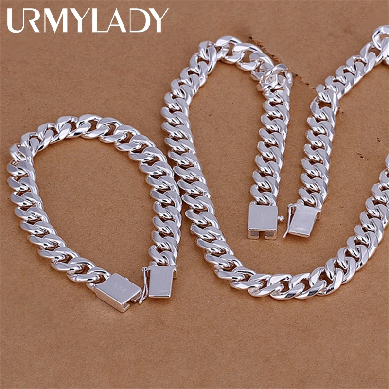 Hot-charm-925-sterling-Silver-Bracelets-necklace-Jewelry-set-for-men ...