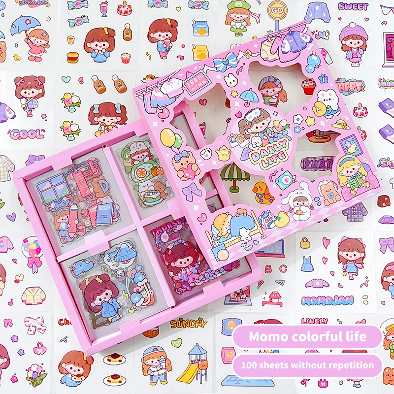 100pcs Cute Animal Anime Cartoon Stickers School Student Scrapbooking ...